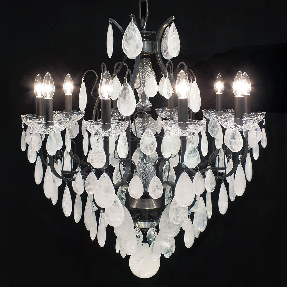 Lustre de Cristal de Rocha Branco | Mundo das Luminárias